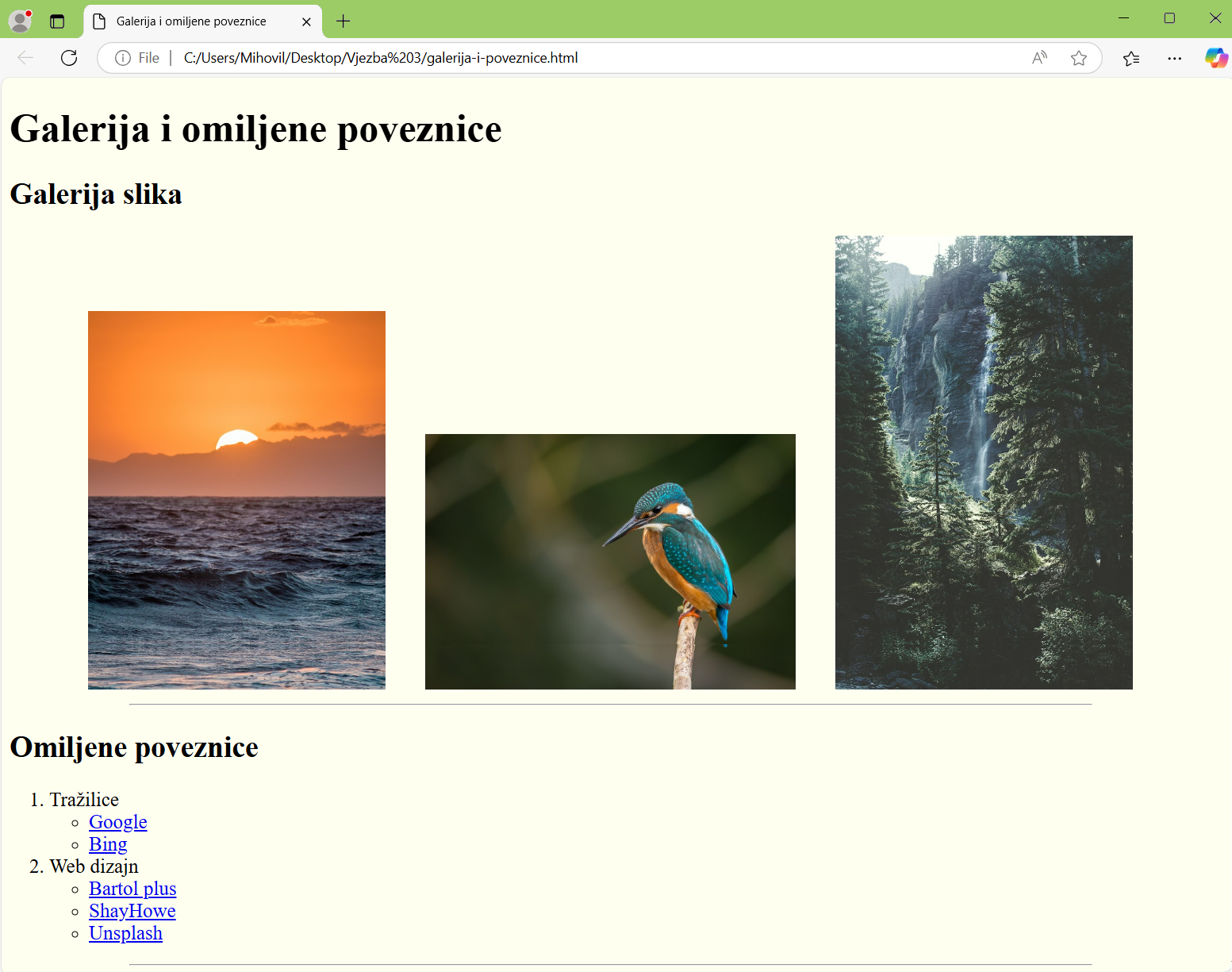 Html slike i poveznice : HTML vježba 3.1 : Bartol plus