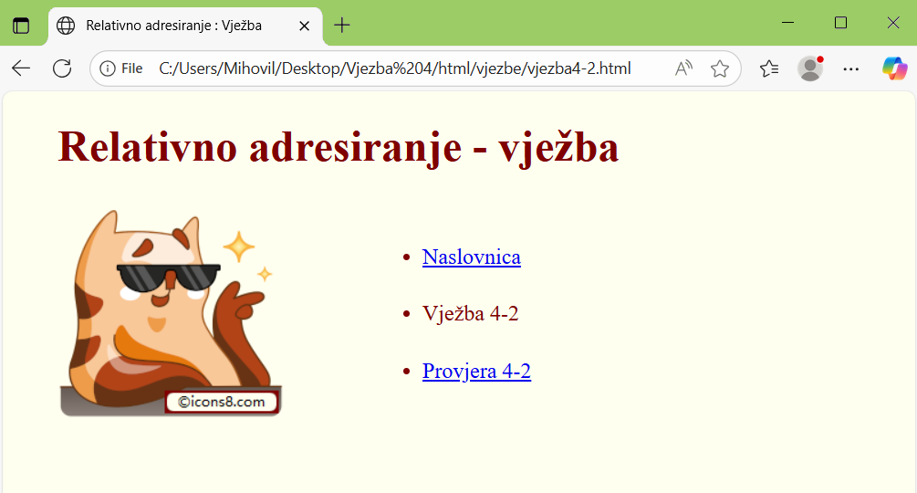 Html relativno adresiranje : HTML vježba 4.2 : Bartol plus